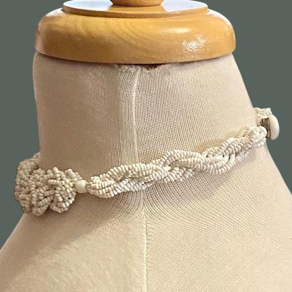 Vintage 1940s White Glass Micro-bead Twist Necklace & Earrings - Etsy