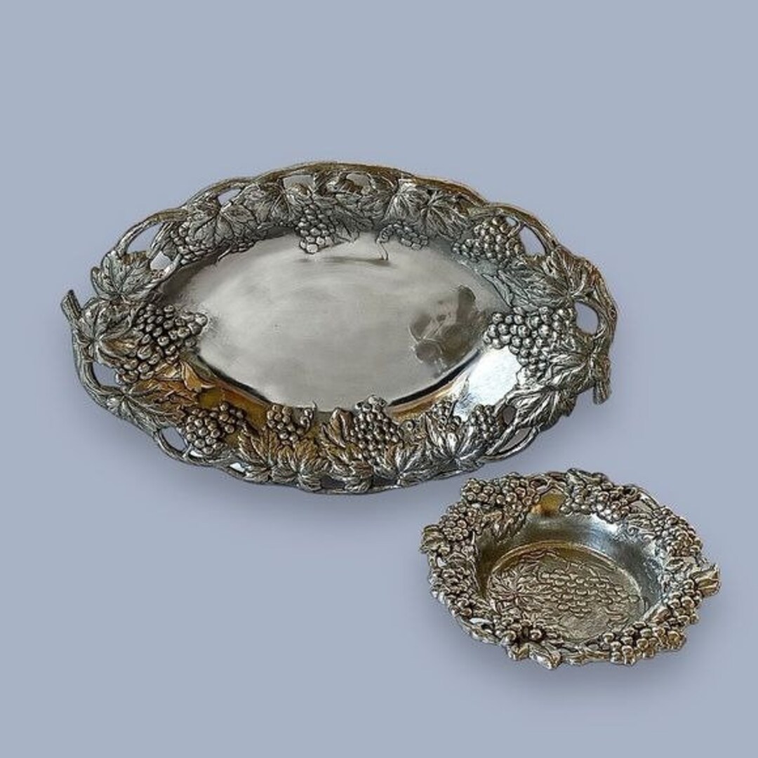 Vintage Arthur Court Grapes Grapevines Set of 2 Pewter 13” Platter ...