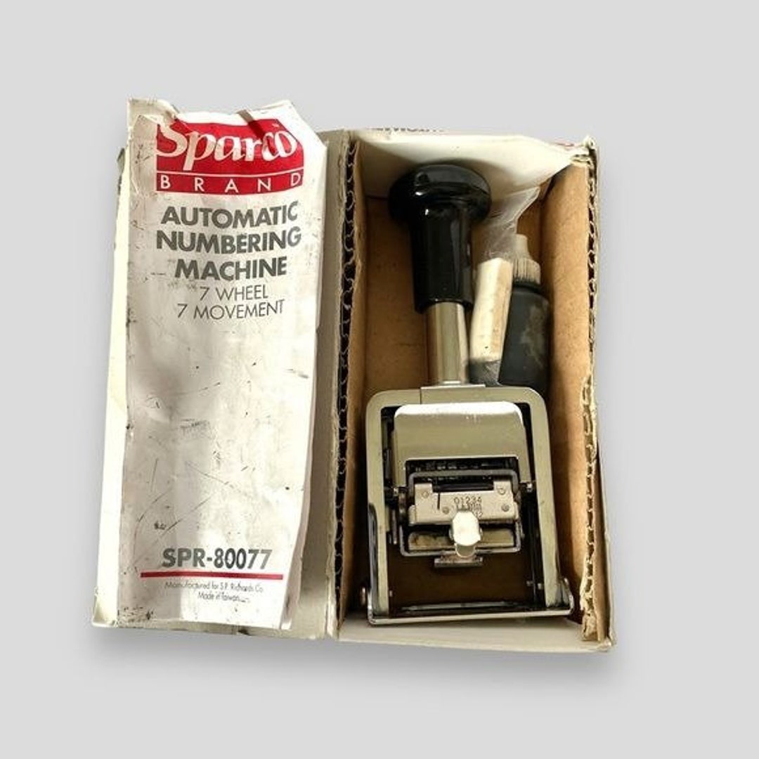 Vintage Sparco Automatic Numbering Machine SPR-80077 7 Wheel 7 Movement ...