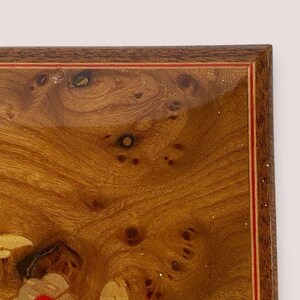 Vintage Inlaid Wood Mosaic Footed Floral Music Box Made in Italy 10.5 X ...