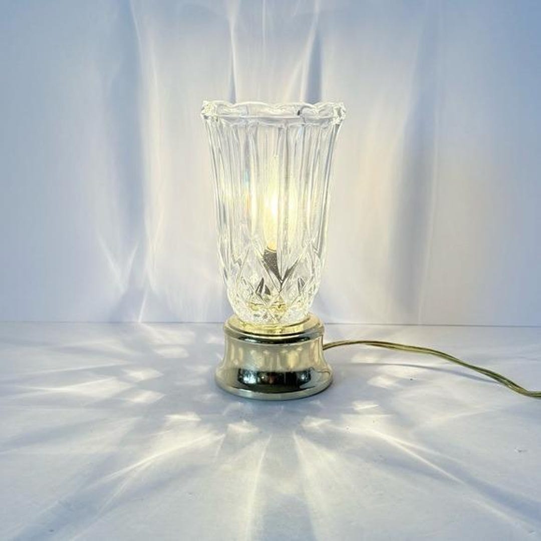 Vintage Crystal Starburst Torch Boudoir Lamp Brass Base, Mid-century ...