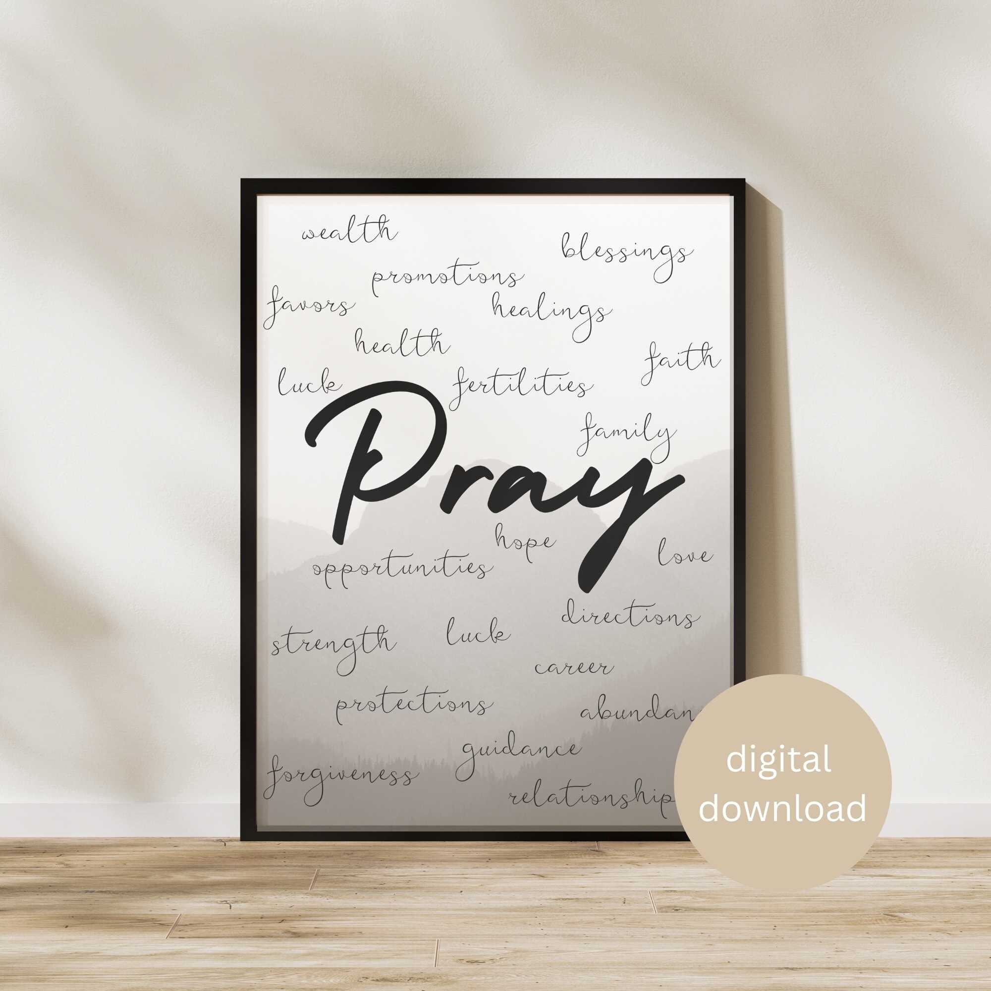 Pray Printable Wall Decor Pray for Wall Art Christianity - Etsy