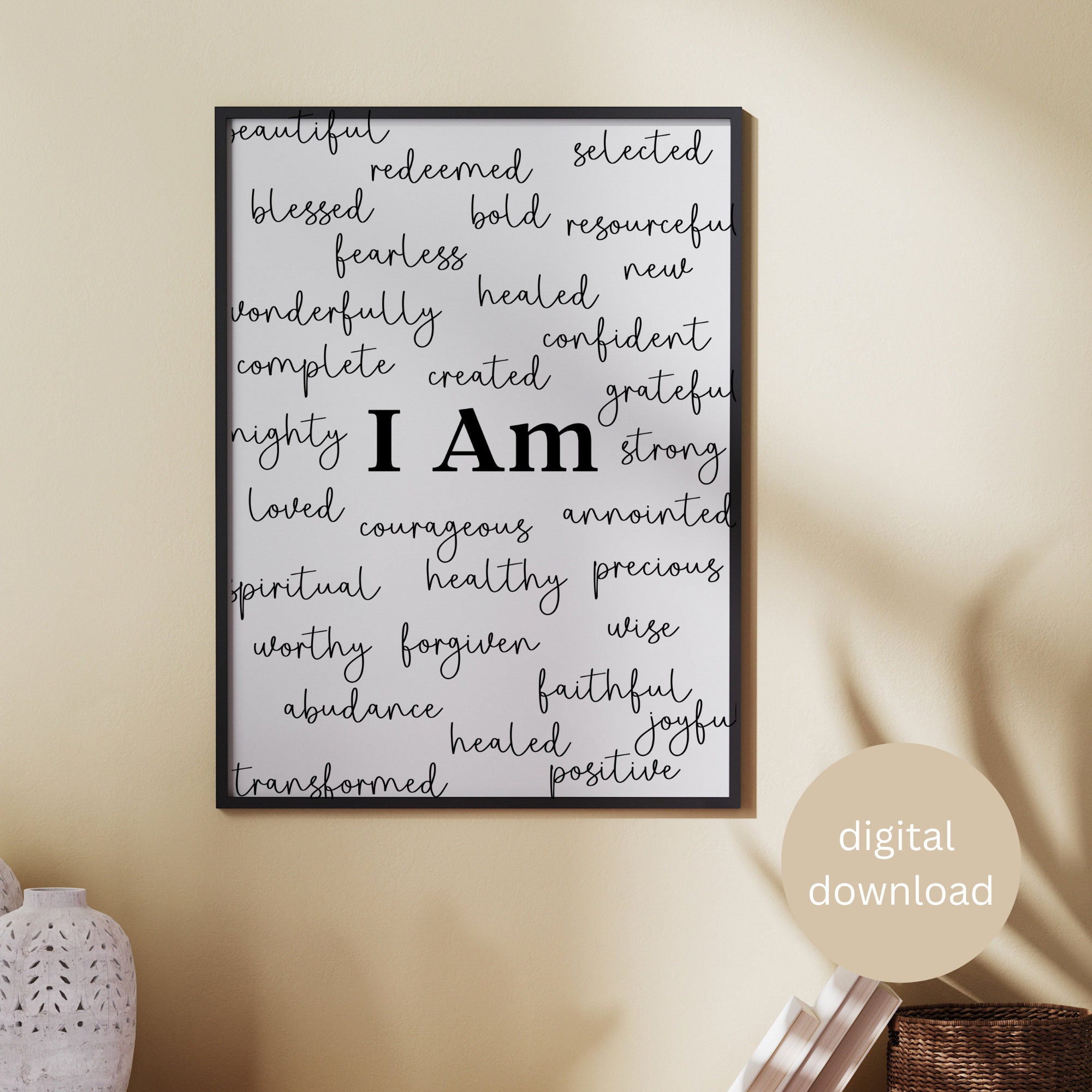 I AM Printable Wall Art Christian Wall Decor Inspirational - Etsy