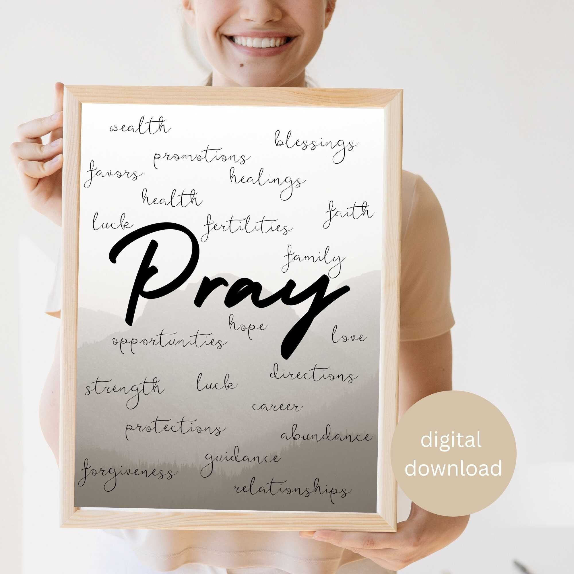Pray Printable Wall Decor Pray for Wall Art Christianity - Etsy