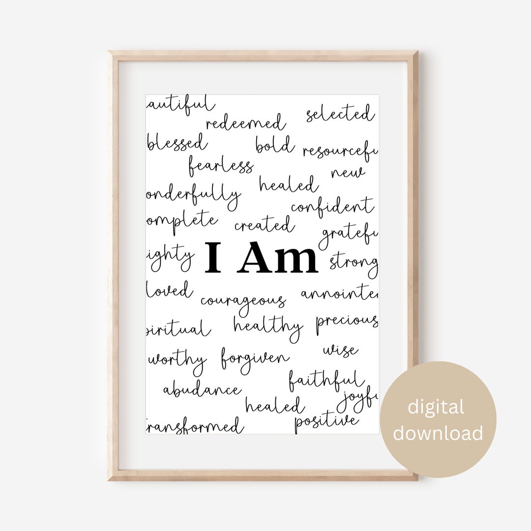 I AM Printable Wall Art Christian Wall Decor Inspirational - Etsy