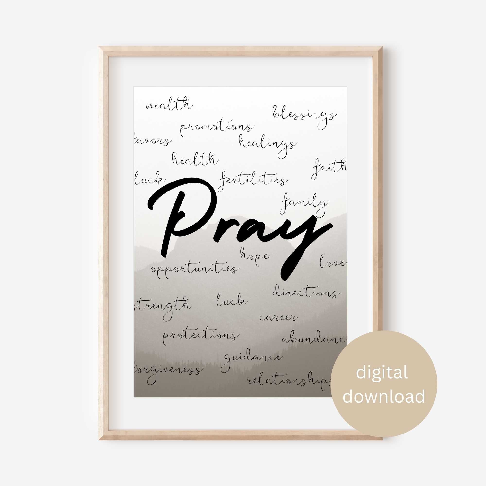 Pray Printable Wall Decor Pray for Wall Art Christianity - Etsy
