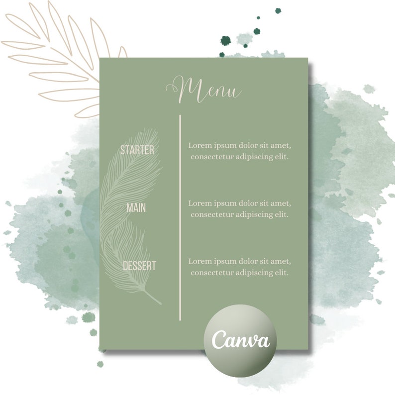 CANVA Editable Menu, Editable Menu, Green Menu, Flower Menu, Easy Menu ...
