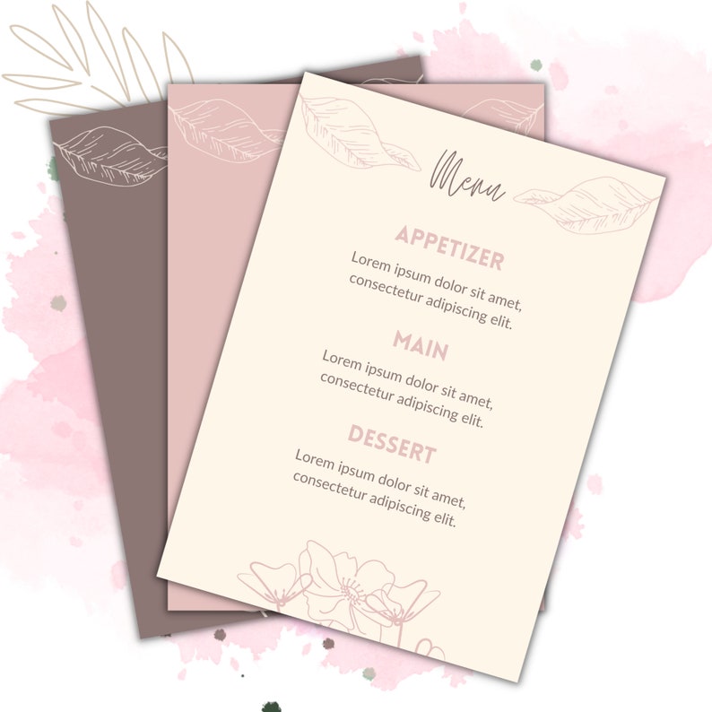 CANVA Editable Menu, Pink Menu, Brown Menu, Flower Menu, Easy Menu ...