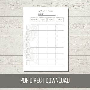 Printable Weekly Menu Planner and Grocery List Instant Download ...
