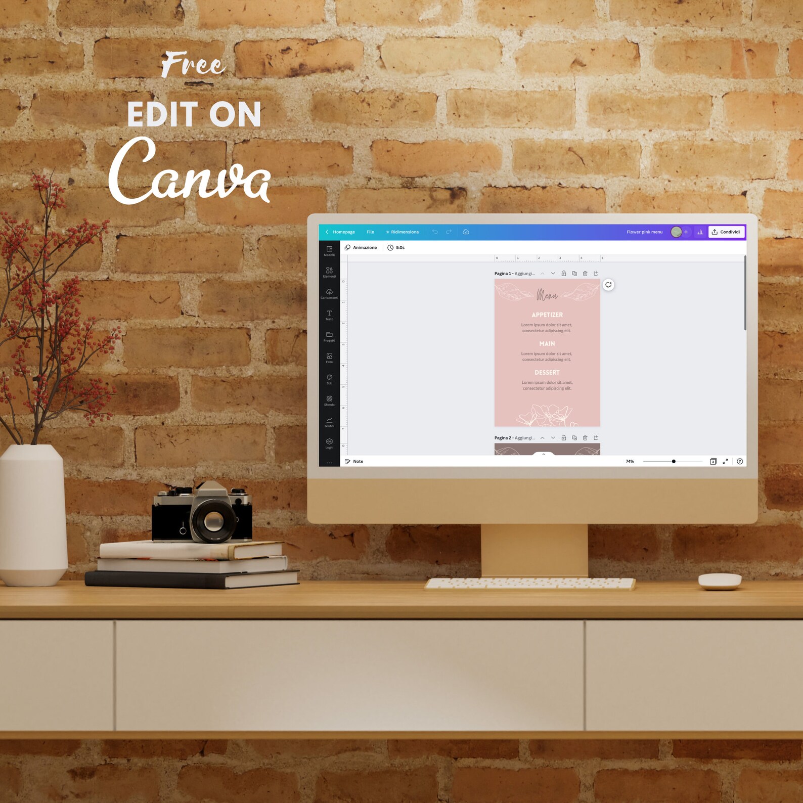 CANVA Editable Menu, Pink Menu, Brown Menu, Flower Menu, Easy Menu ...