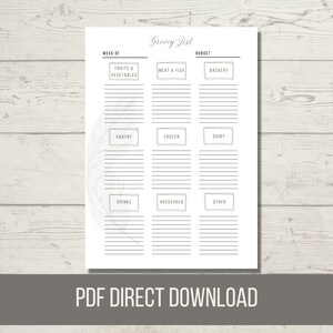 Printable Weekly Menu Planner and Grocery List Instant Download ...