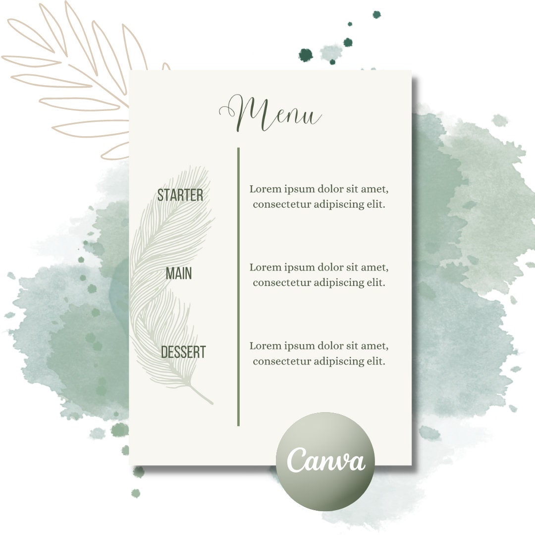 CANVA Editable Menu, Editable Menu, Green Menu, Flower Menu, Easy Menu ...
