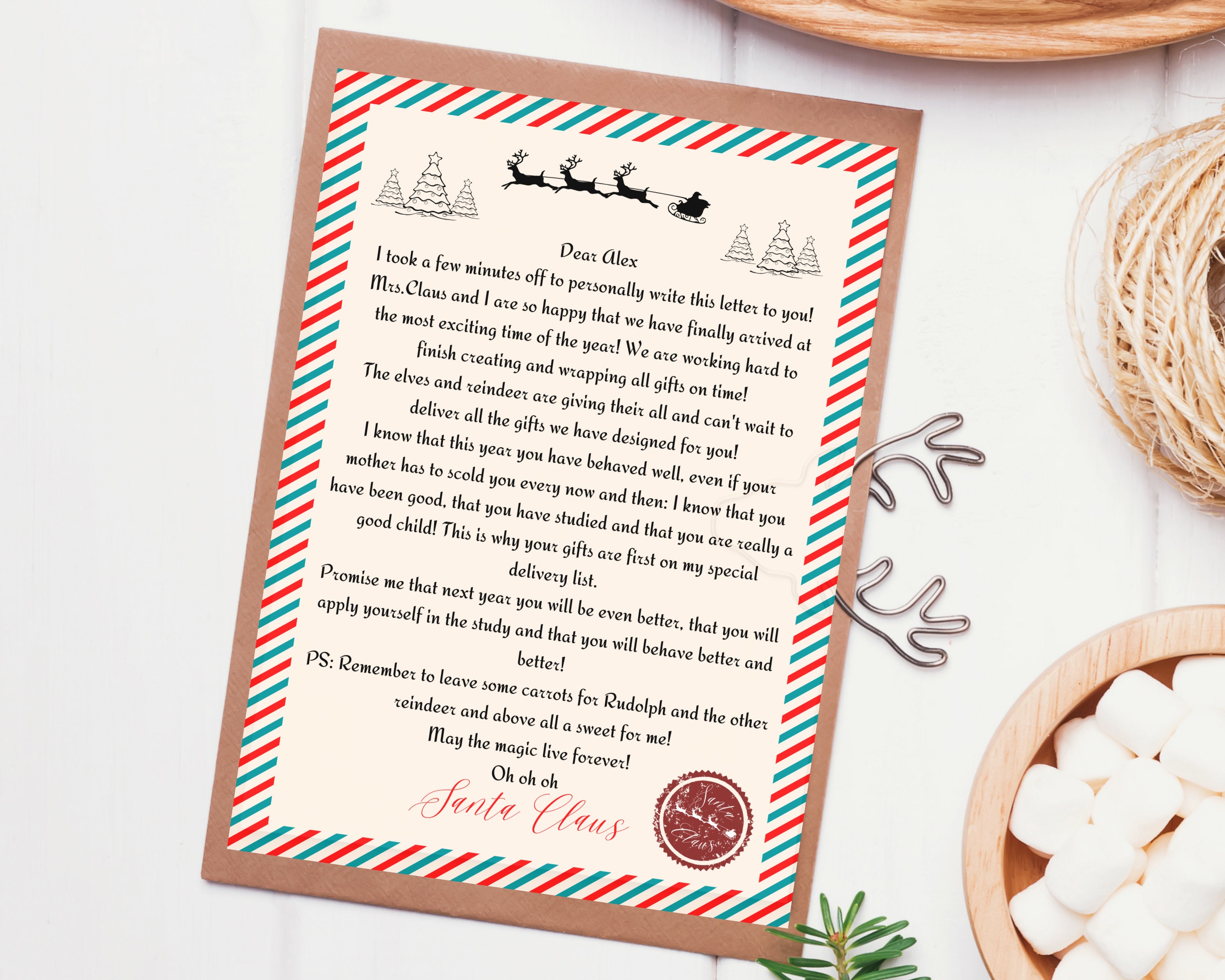 Editable Personalized Letter From Santa Claus| CANVA Editable Letter ...