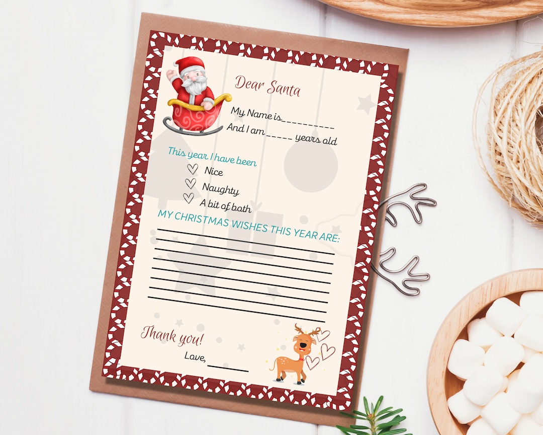 Printable Letter to Santa |instant Santa Letter Download| Kids Letter ...