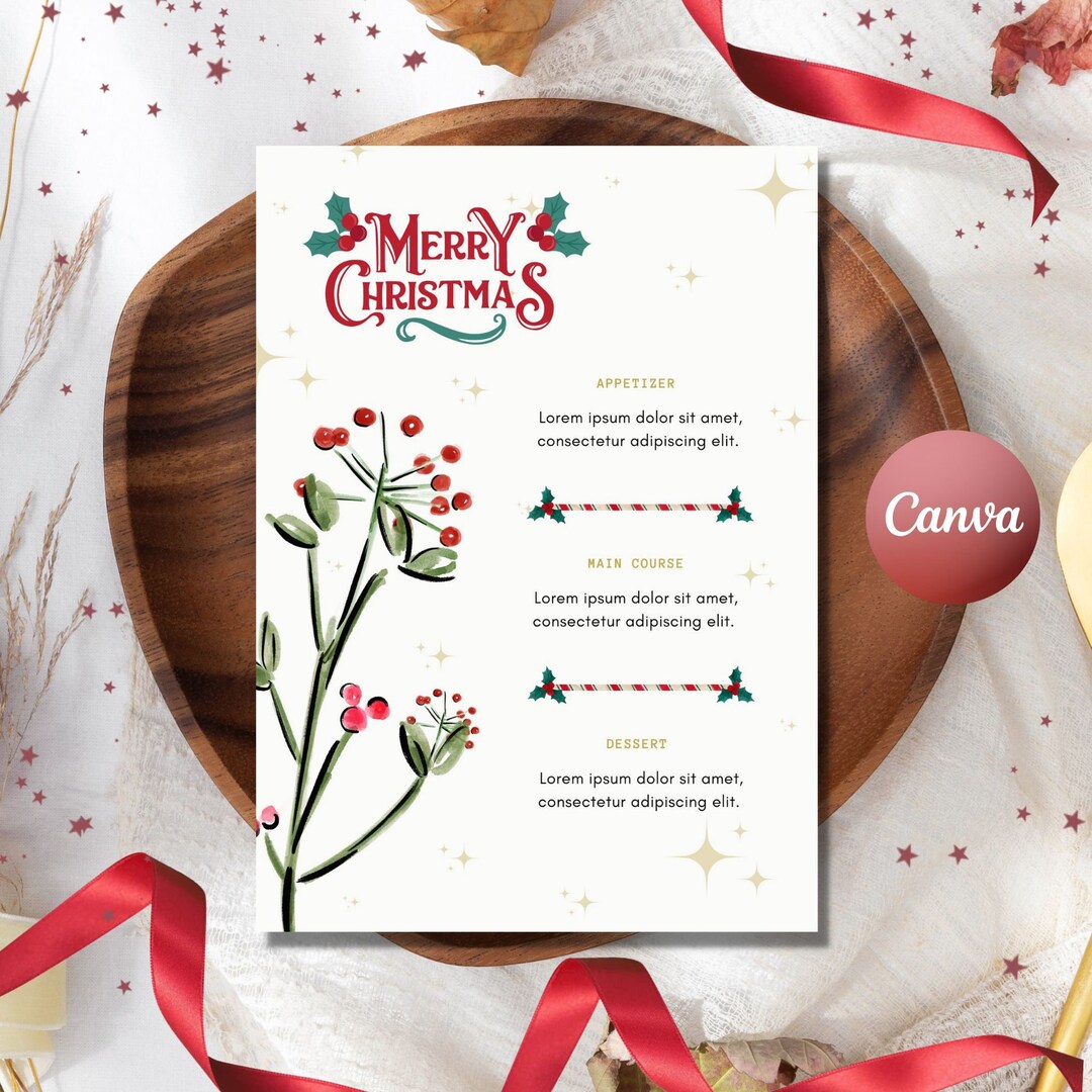 Canva Christmas Menu Template, Canva Menu for Christmas,christmas Party ...
