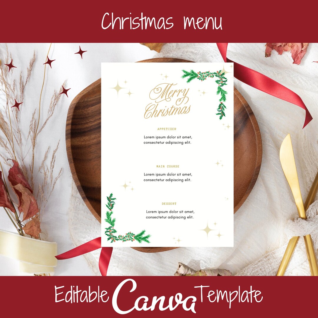 Christmas Canva Menu, Christmas Elegant Menu, Christmas Editable Menu ...