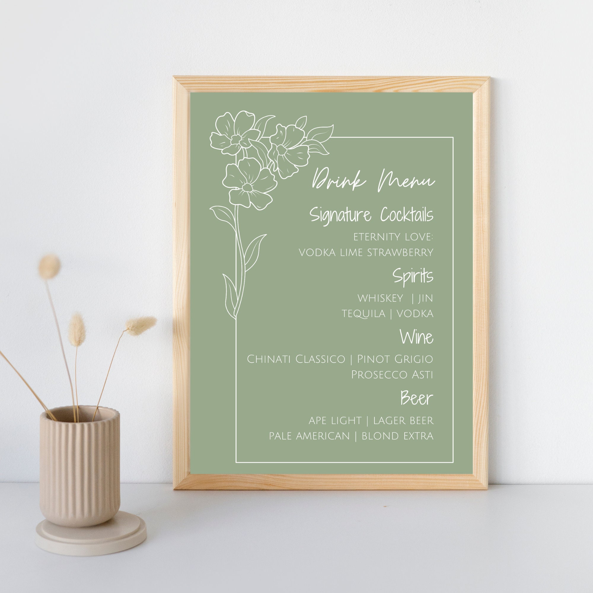 CANVA Editable Wedding Bar Menu Bar Menu Sign Wedding - Etsy