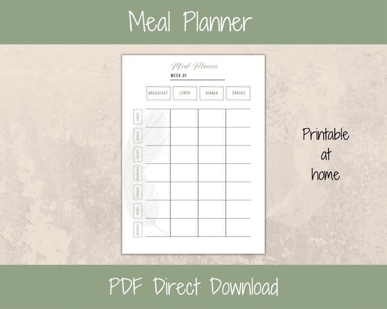 Printable Weekly Menu Planner and Grocery List Instant Download ...