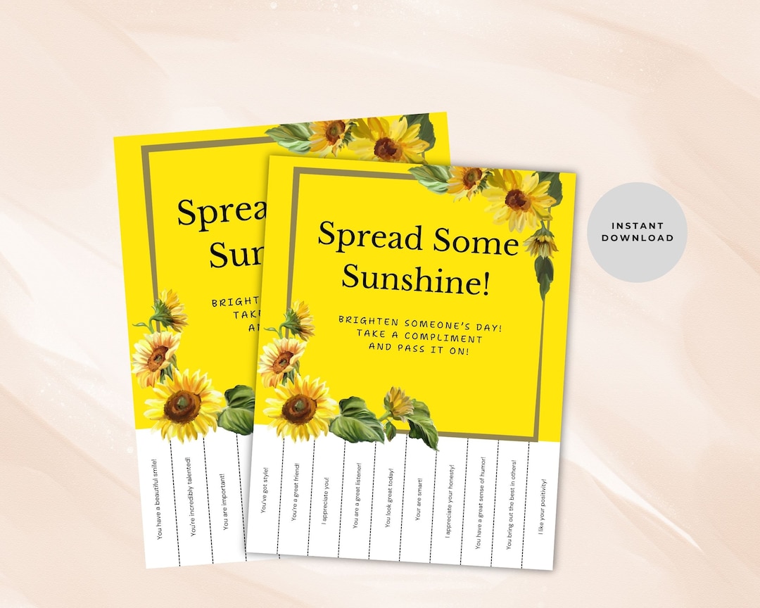 Printable Sunflower Compliment Tear-off Flyer: Classroom Decor (digital ...