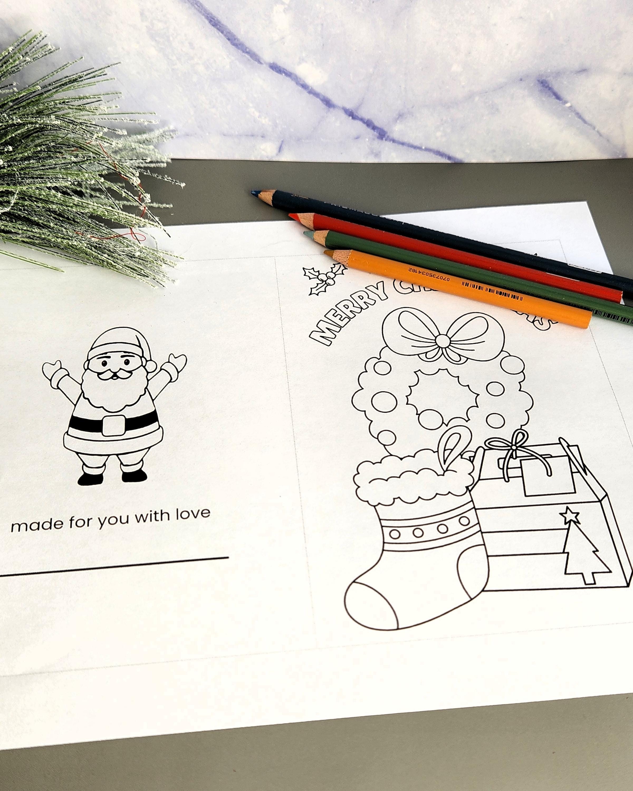 Printable Christmas Coloring Cards for Kids, Christmas Coloring ...