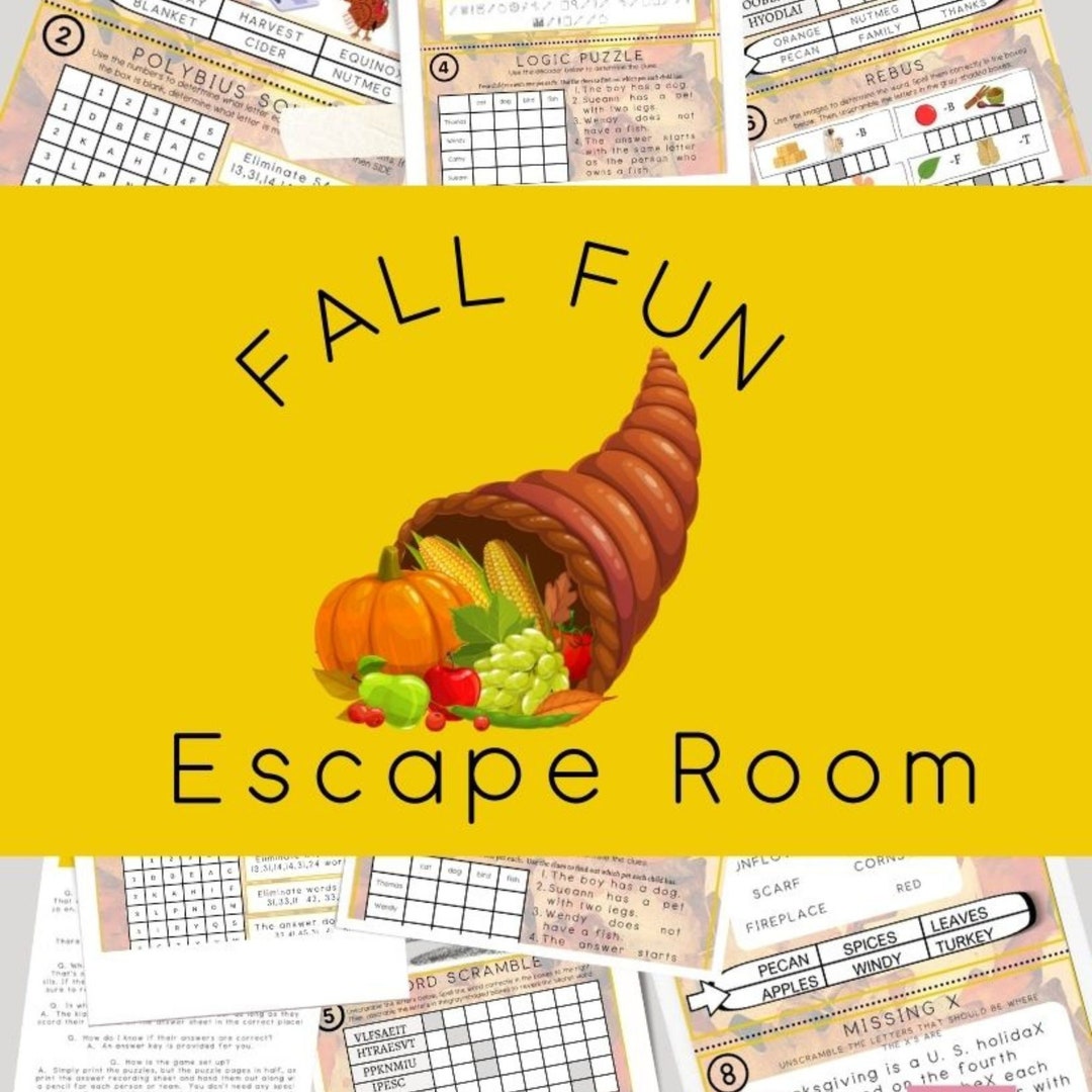 Fall Fun Escape Room Kit: Printable Kids Puzzles (PDF Download) - Etsy