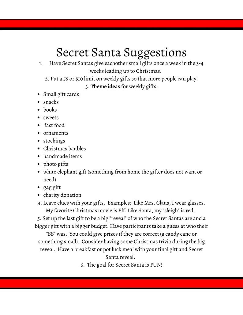 The Complete Secret Santa Organizer Printable Instant - Etsy