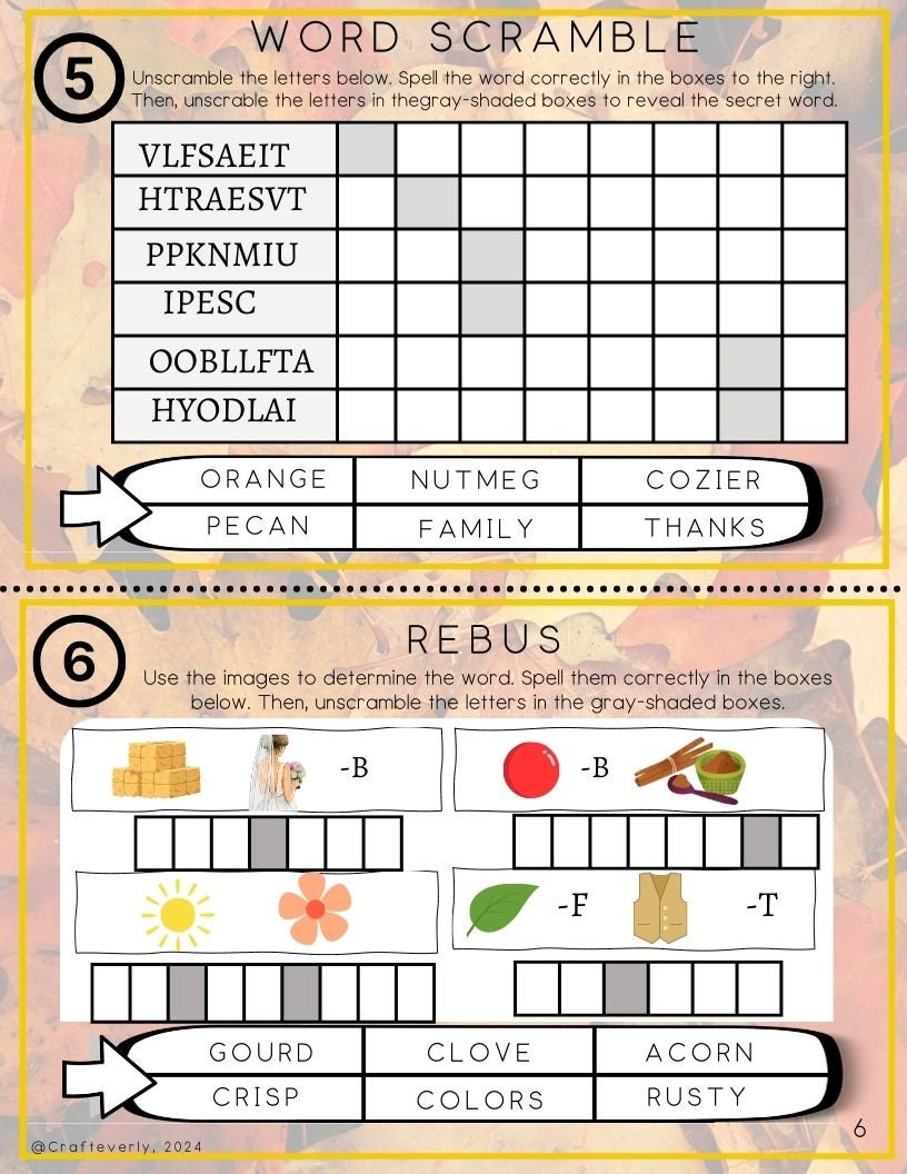 Fall Fun Escape Room Kit: Printable Kids Puzzles (PDF Download) - Etsy