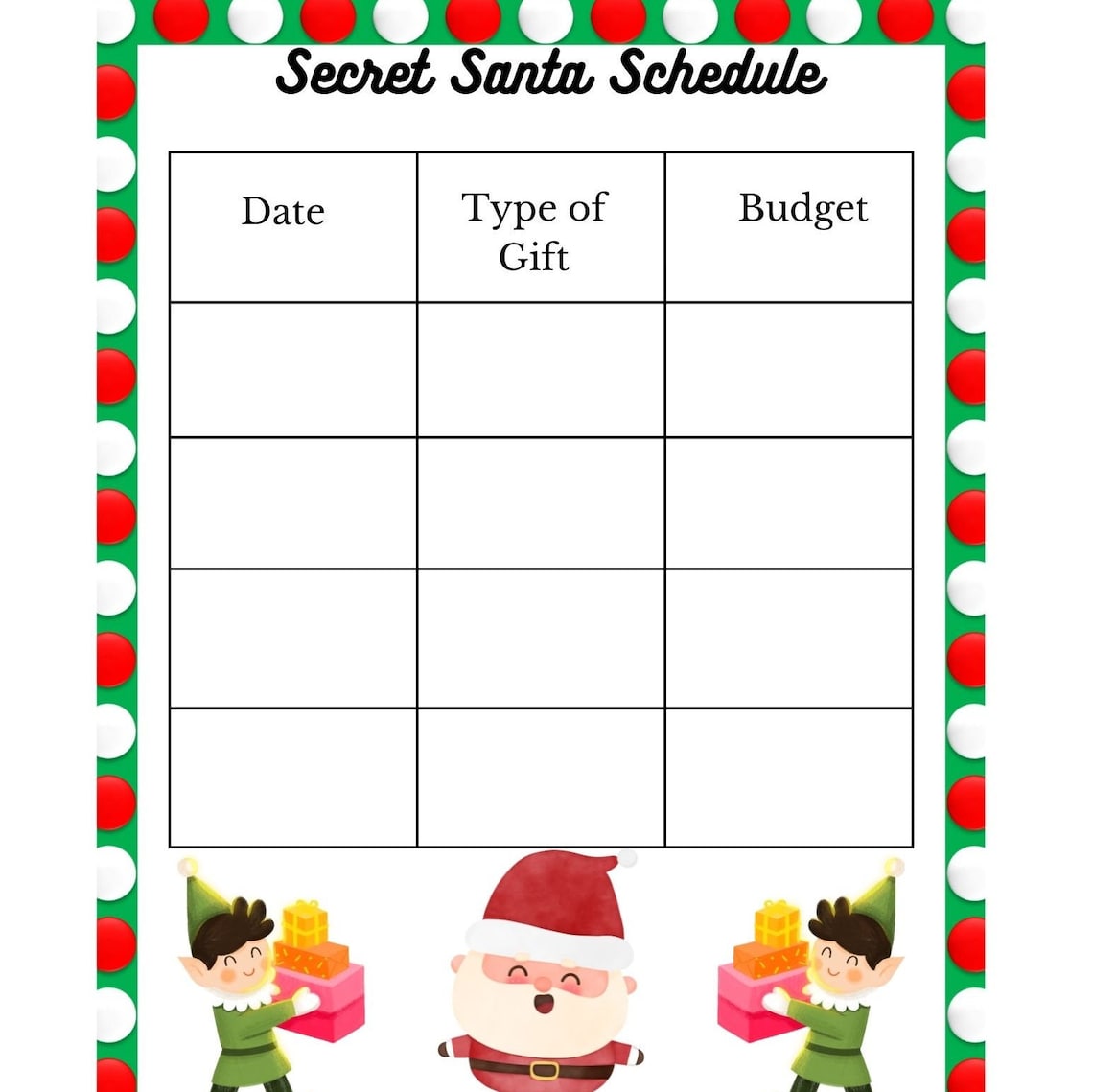 The Complete Secret Santa Organizer Printable Instant - Etsy