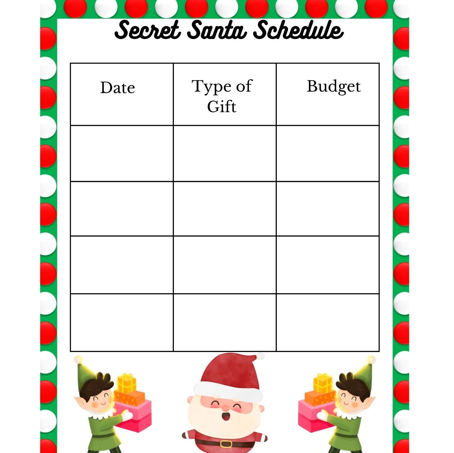 The Complete Secret Santa Organizer Printable Instant - Etsy