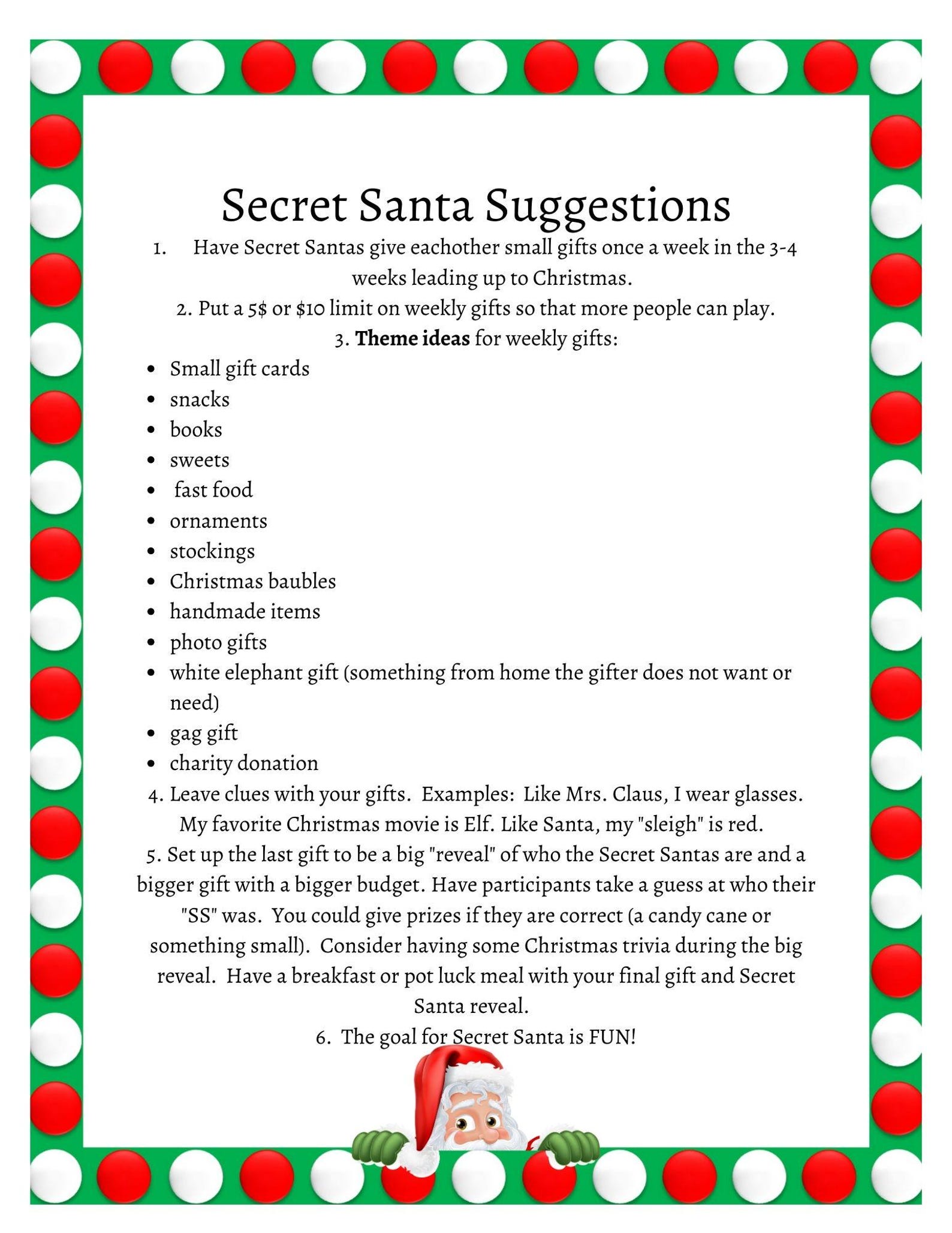 The Complete Secret Santa Organizer, Printable, Instant Download - Etsy