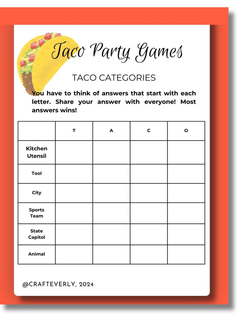 Taco Tuesday Party Games, Fiesta Games and Activities Bundle - Etsy