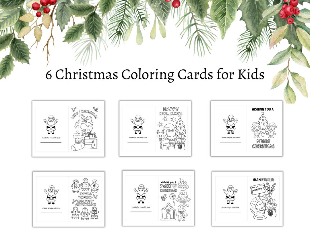 Printable Christmas Coloring Cards for Kids, Christmas Coloring ...