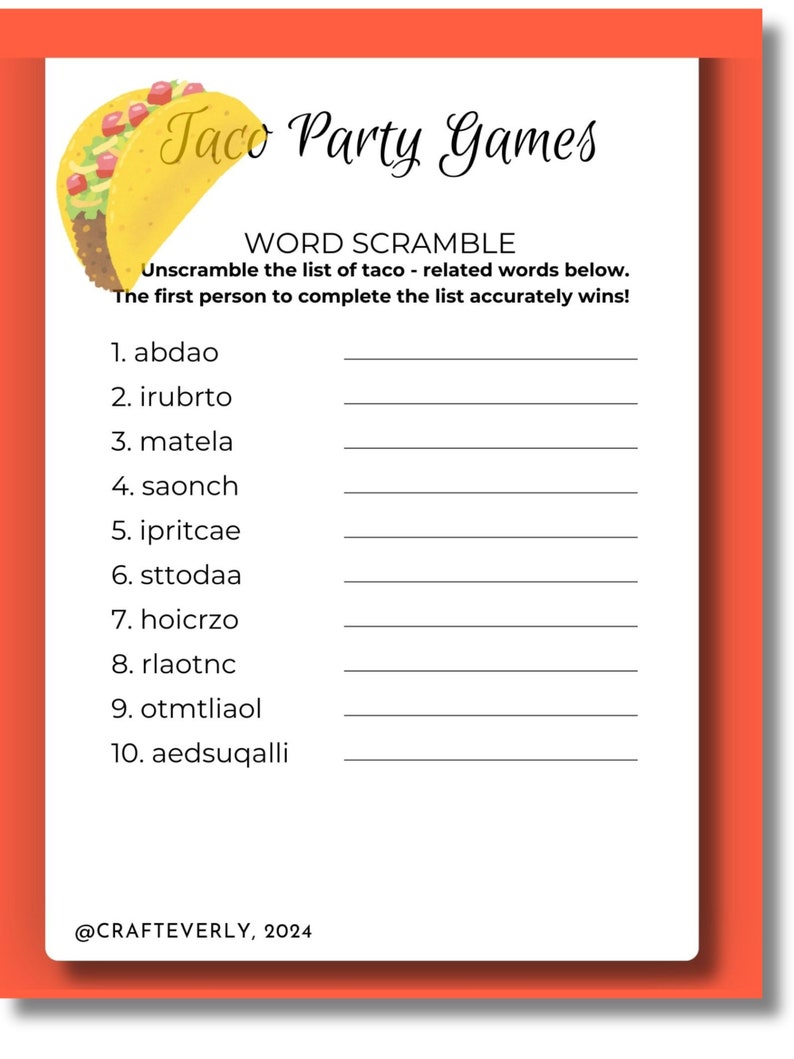 Taco Tuesday Party Games, Fiesta Games and Activities Bundle - Etsy