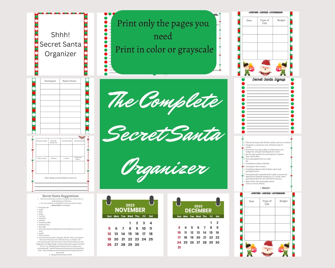 The Complete Secret Santa Organizer Printable Instant - Etsy