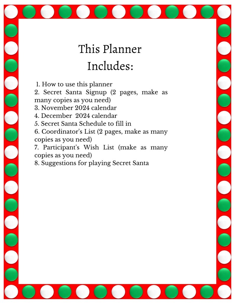 The Complete Secret Santa Organizer, Printable, Instant Download - Etsy