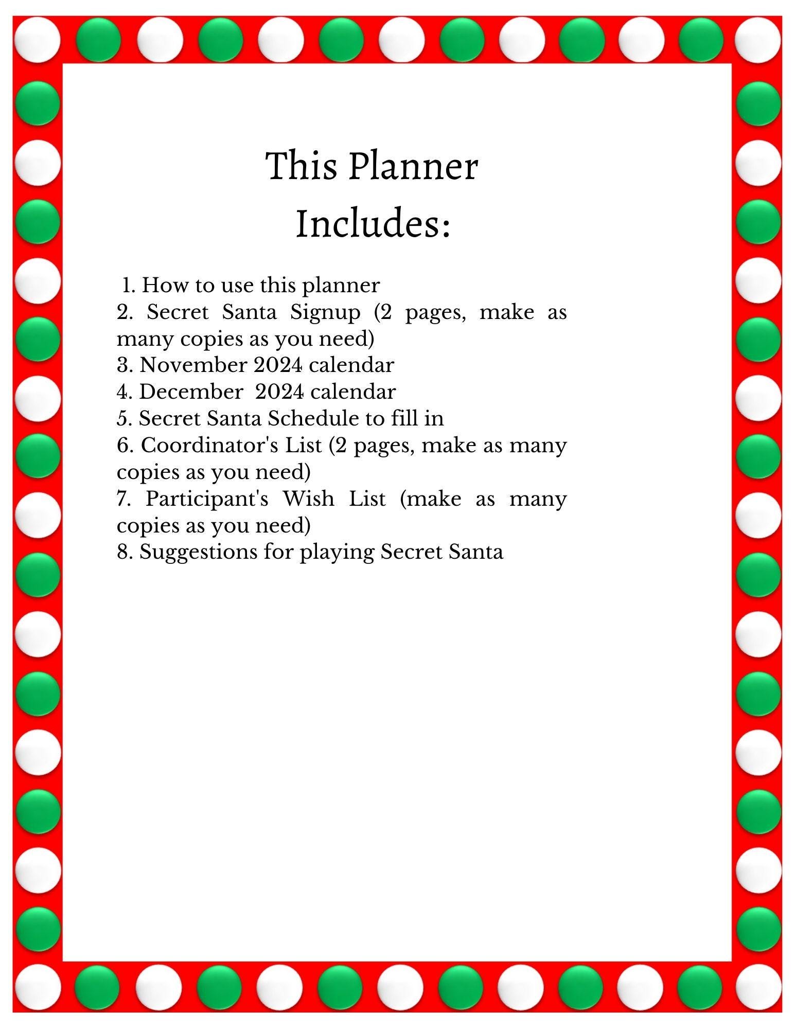 The Complete Secret Santa Organizer, Printable, Instant Download - Etsy