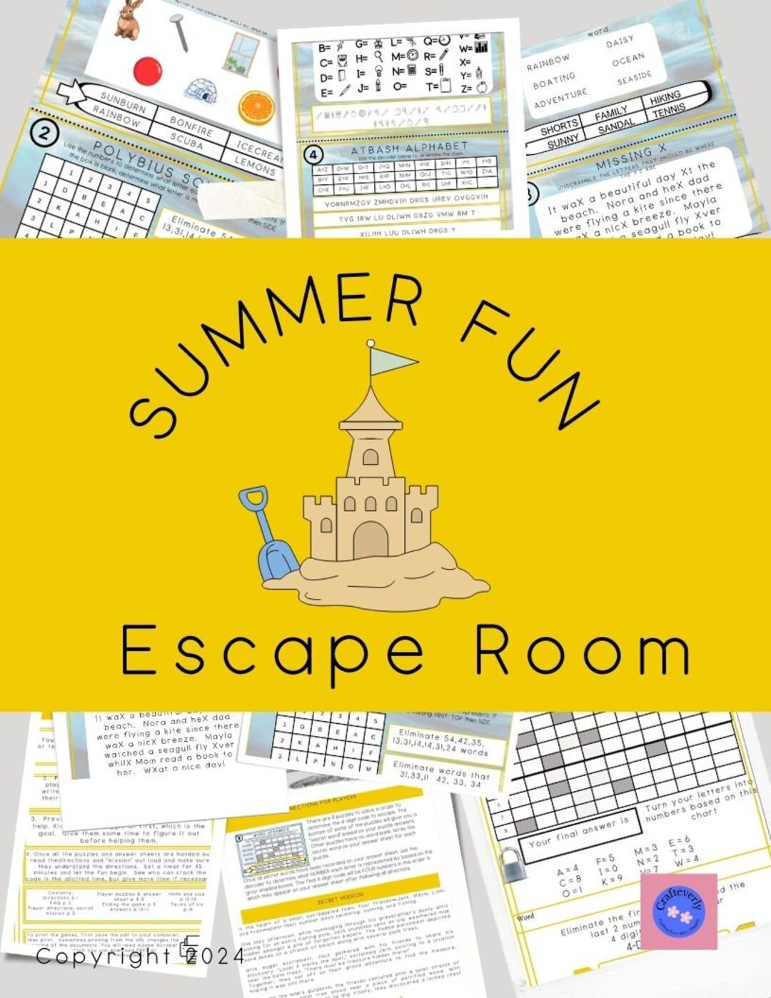 Summer Fun Escape Room Kit: DIY Printable Puzzle Game (digital Product ...