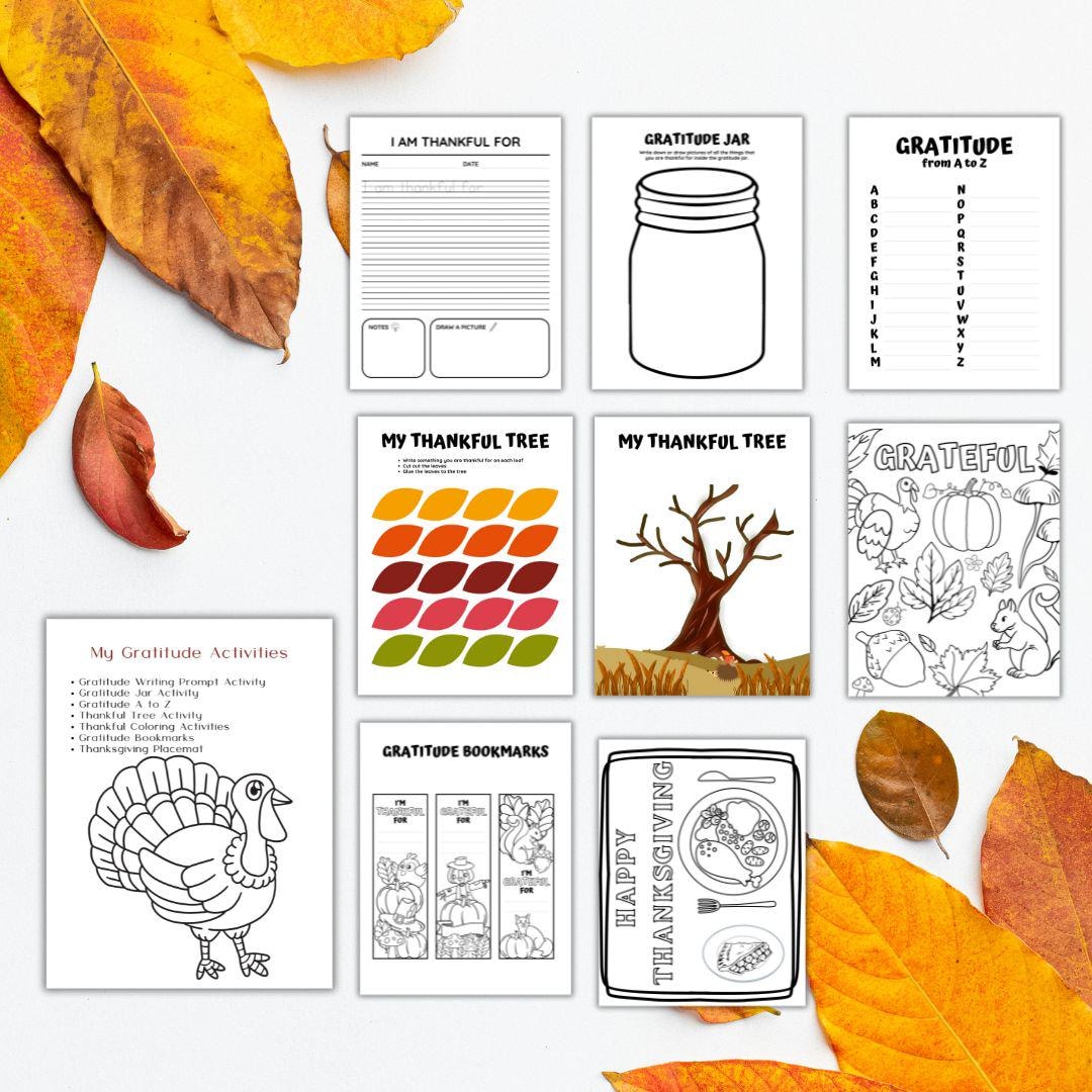 Thanksgiving Gratitude Activity Bundle for Kids or Classroom, 7 ...