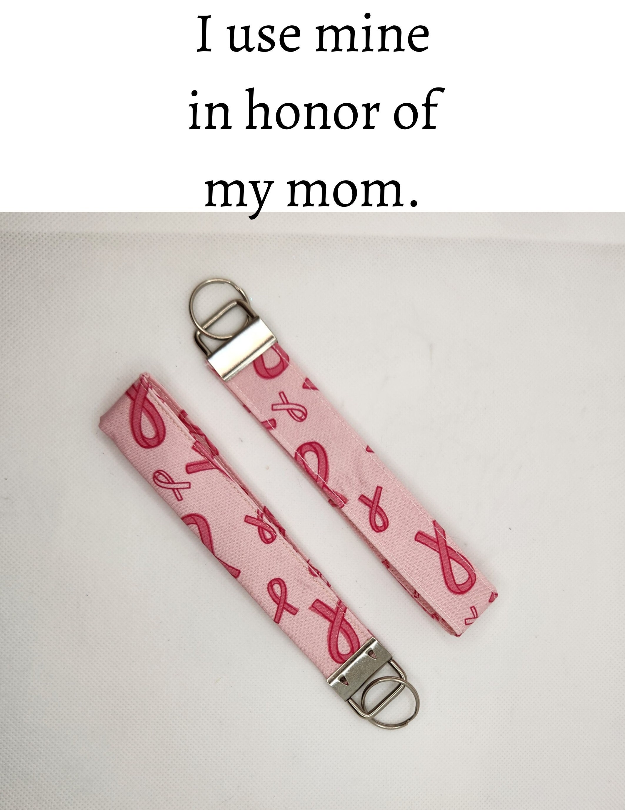 Pink Ribbon Fabric Keychain, Breast Cancer Key Fob Wristlet, Gift Idea ...