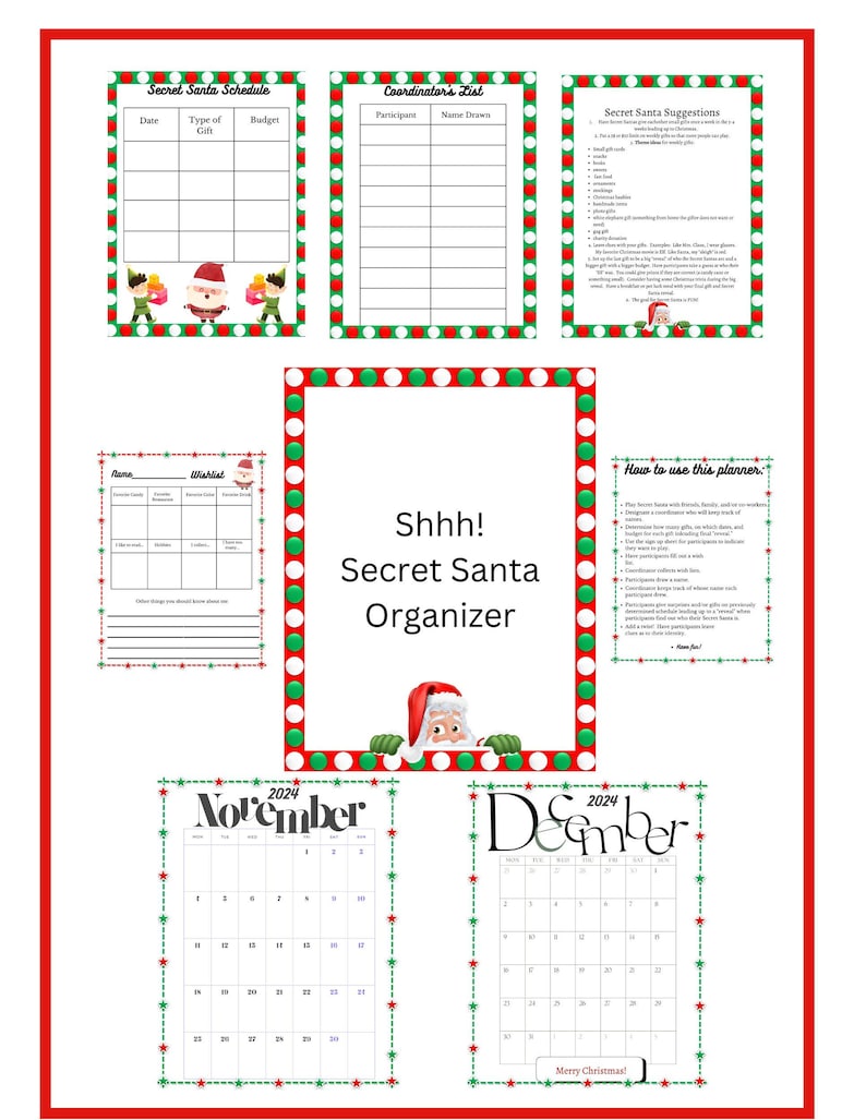 The Complete Secret Santa Organizer, Printable, Instant Download - Etsy