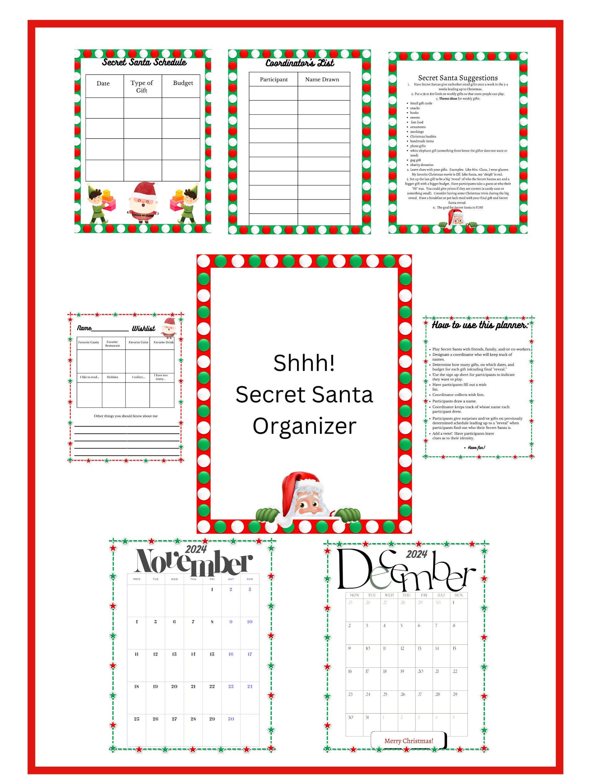 The Complete Secret Santa Organizer, Printable, Instant Download - Etsy