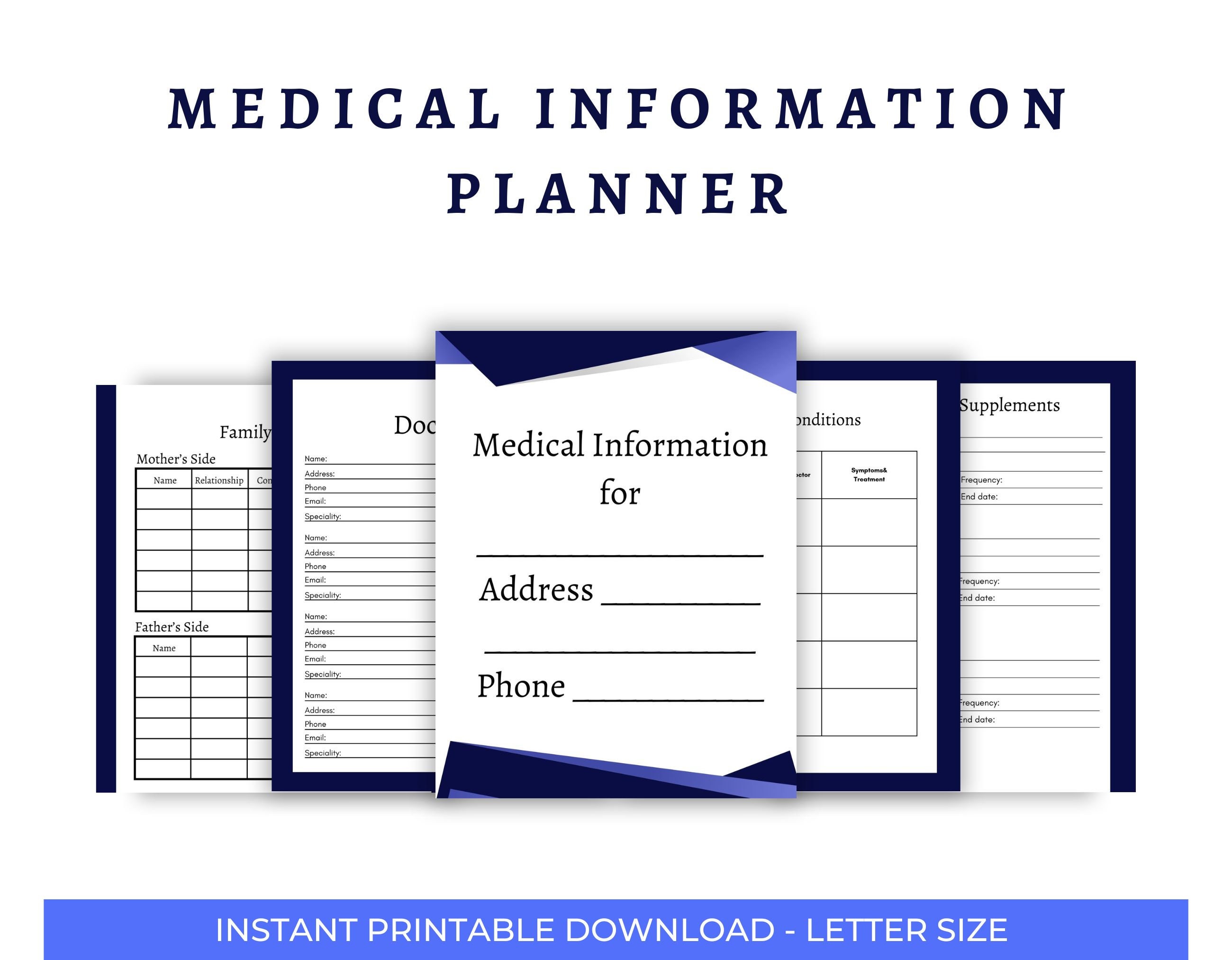 Medical Information Planner, Printable Medical Records Binder ...