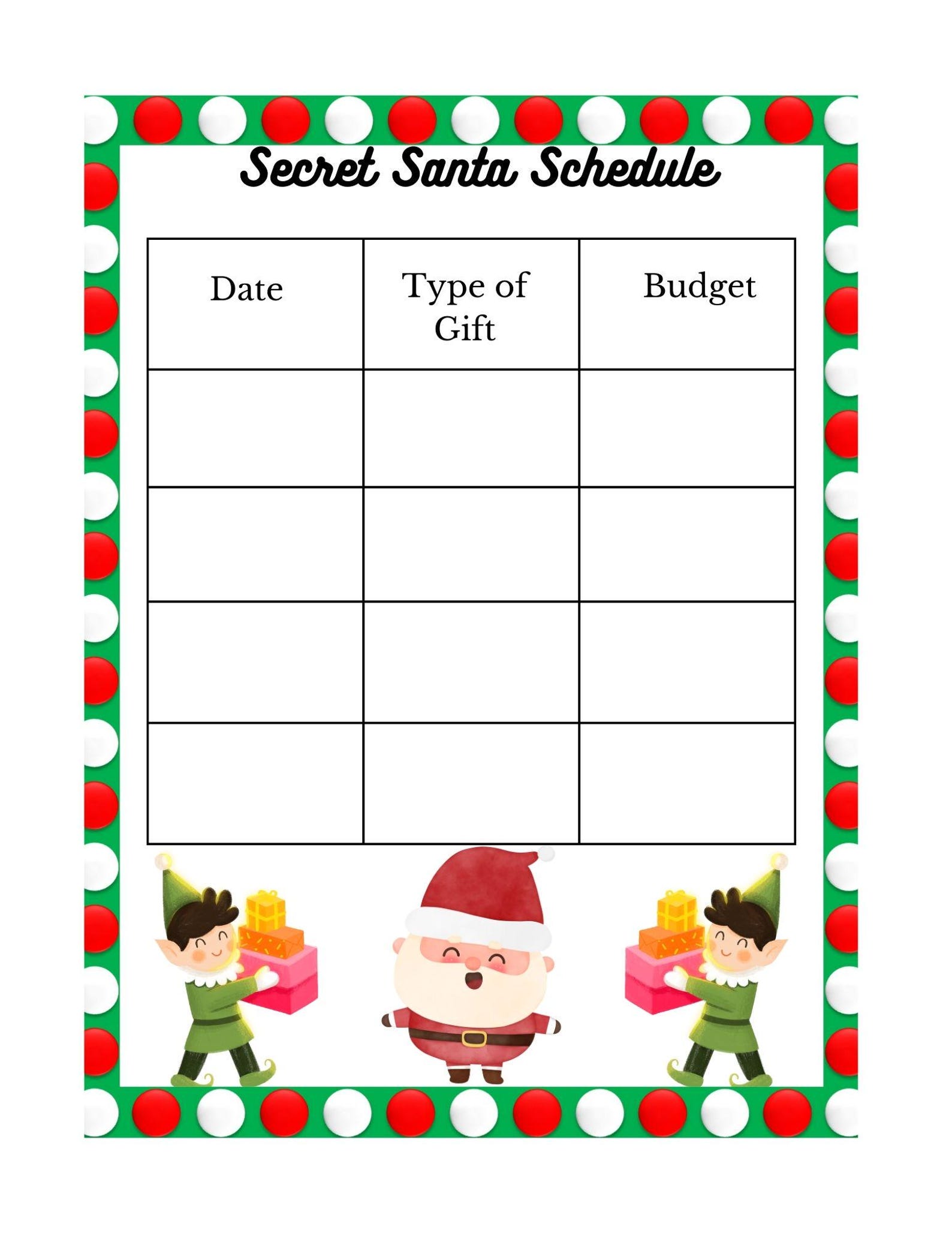The Complete Secret Santa Organizer, Printable, Instant Download - Etsy