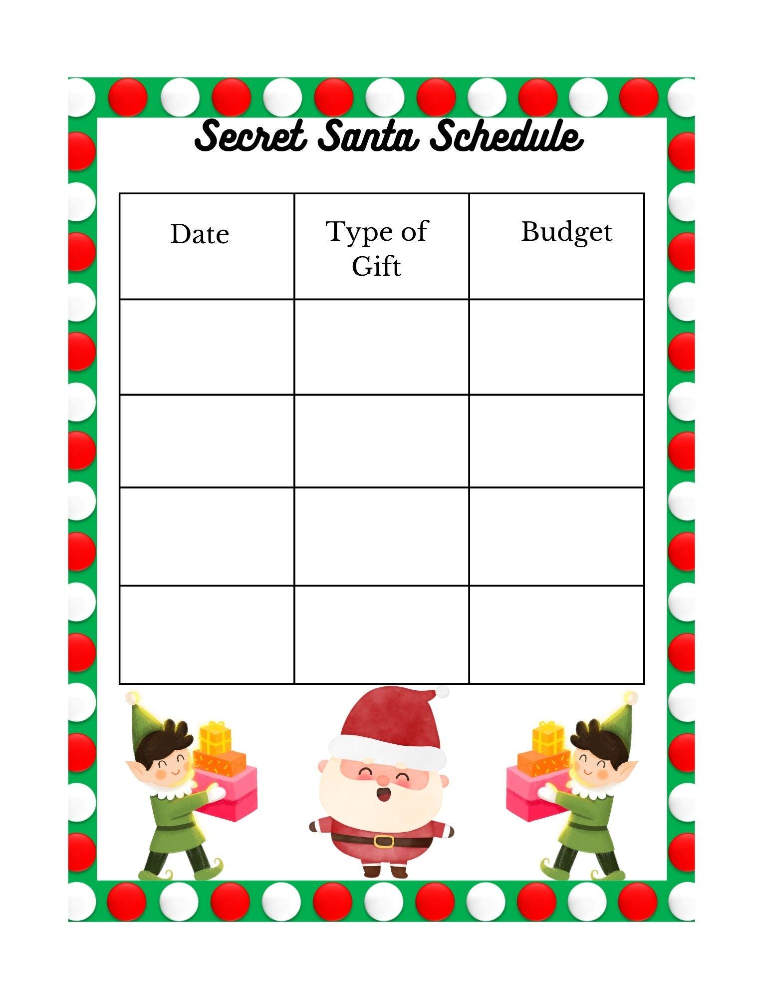 The Complete Secret Santa Organizer, Printable, Instant Download - Etsy