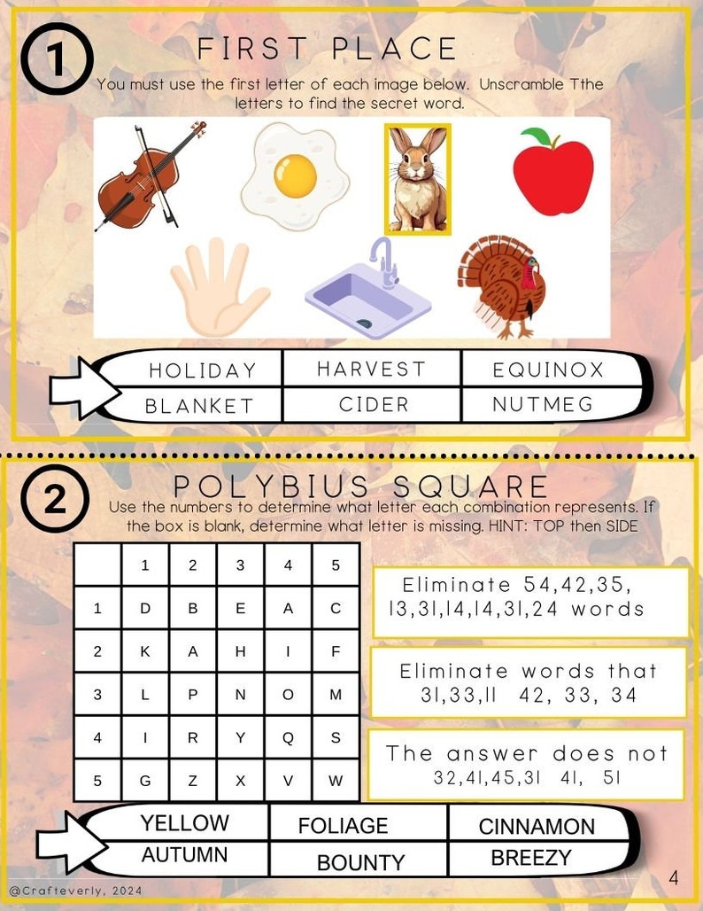 Fall Fun Escape Room Kit: Printable Kids Puzzles (PDF Download) - Etsy