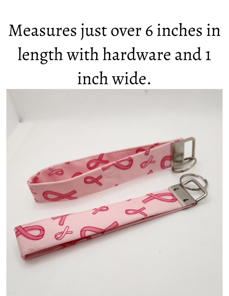 Pink Ribbon Fabric Keychain, Breast Cancer Key Fob Wristlet, Gift Idea ...