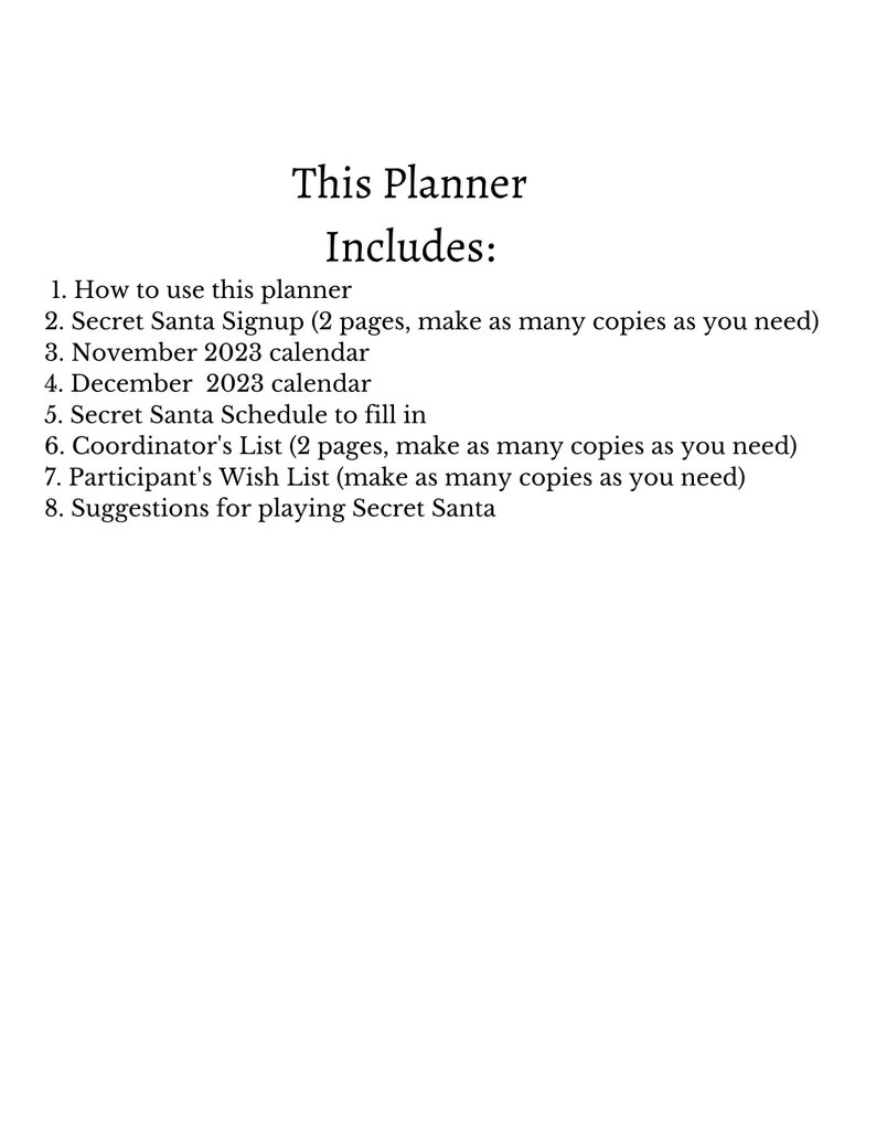 The Complete Secret Santa Organizer Printable Instant - Etsy