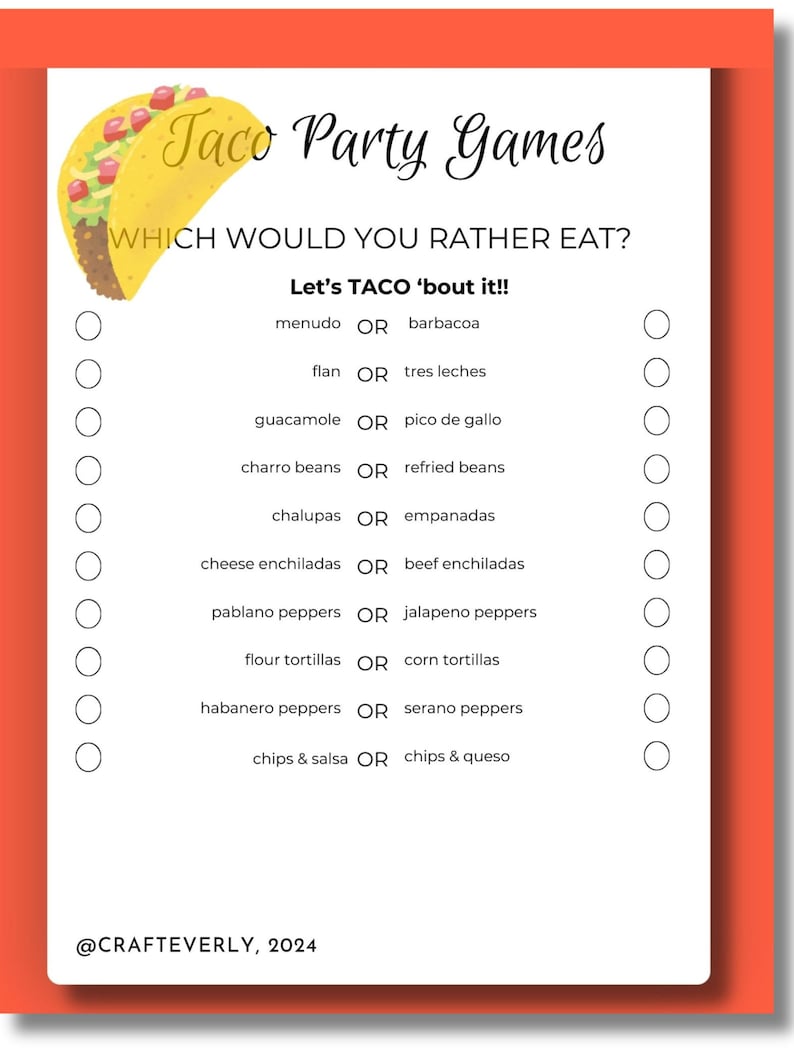 Taco Tuesday Party Games, Fiesta Games and Activities Bundle - Etsy