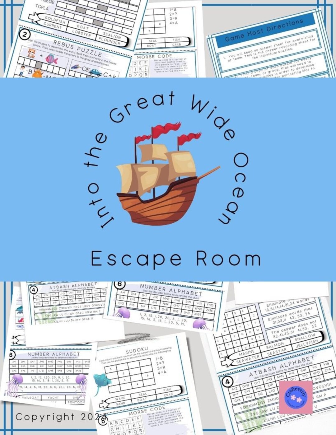 Ocean Escape Room: Family Game Night, Secret Code Puzzles (PDF Download ...