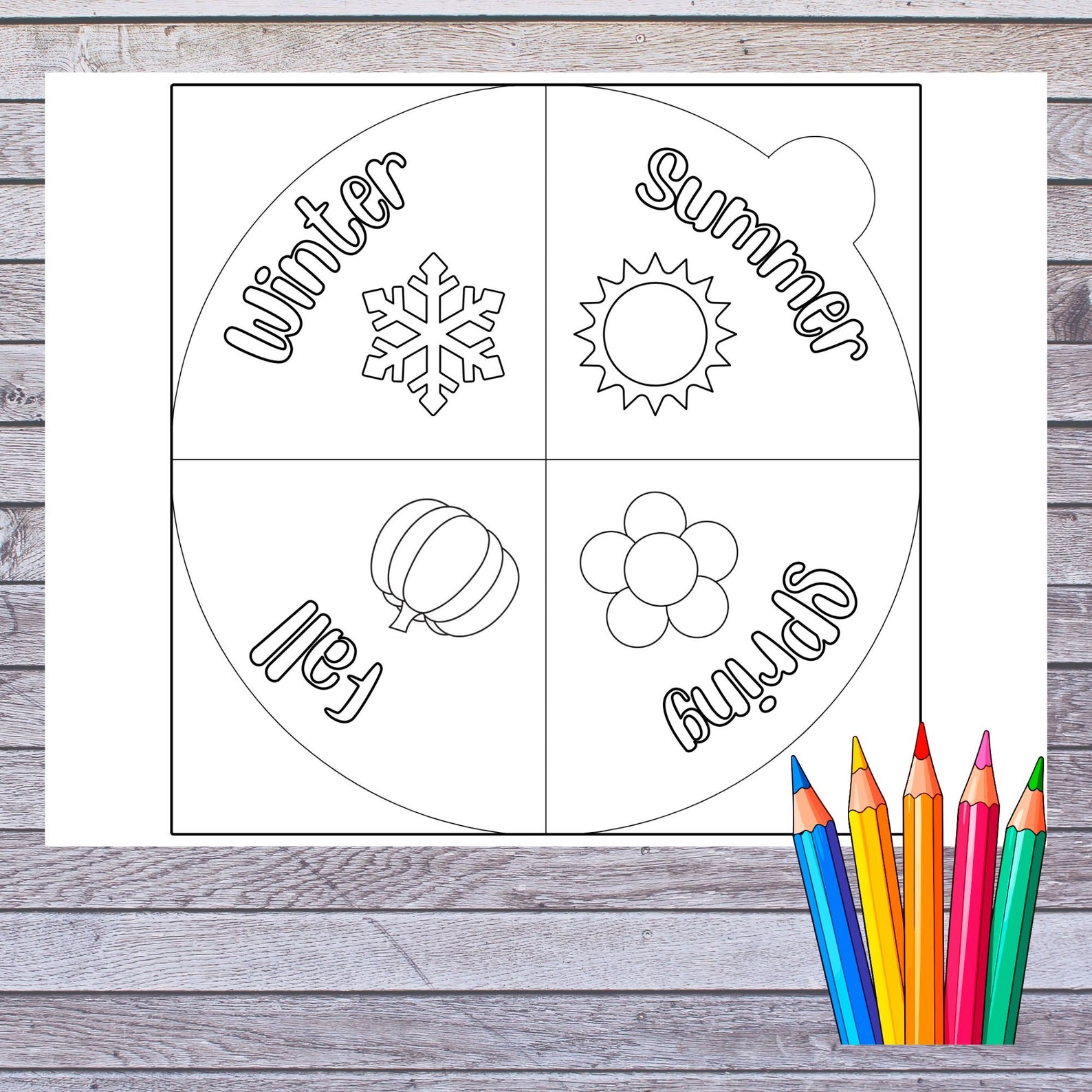 Seasons of the Year Spinning Wheel Coloring Craft, Early Childhood ...